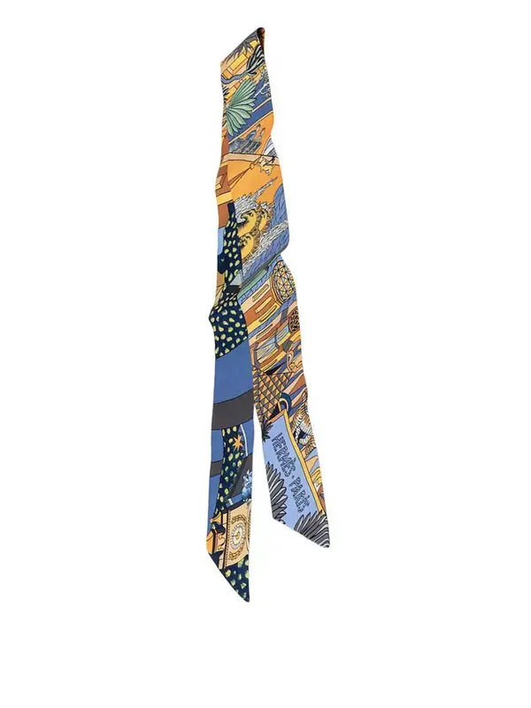 Hermès 20th Century Animapolis Silk Twilly Scarf Scarves - Blue