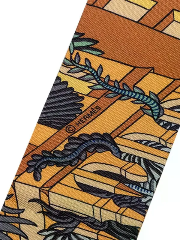 Hermès 20th Century Animapolis Silk Twilly Scarf Scarves