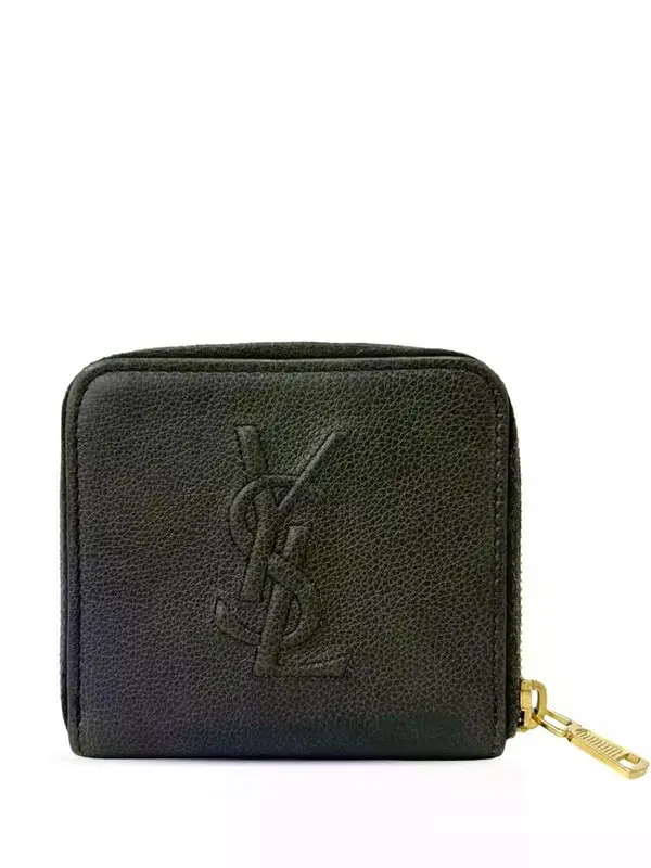 Saint Laurent 20th Century Leather Monogram Zip Wallet Small Wallets - Grey