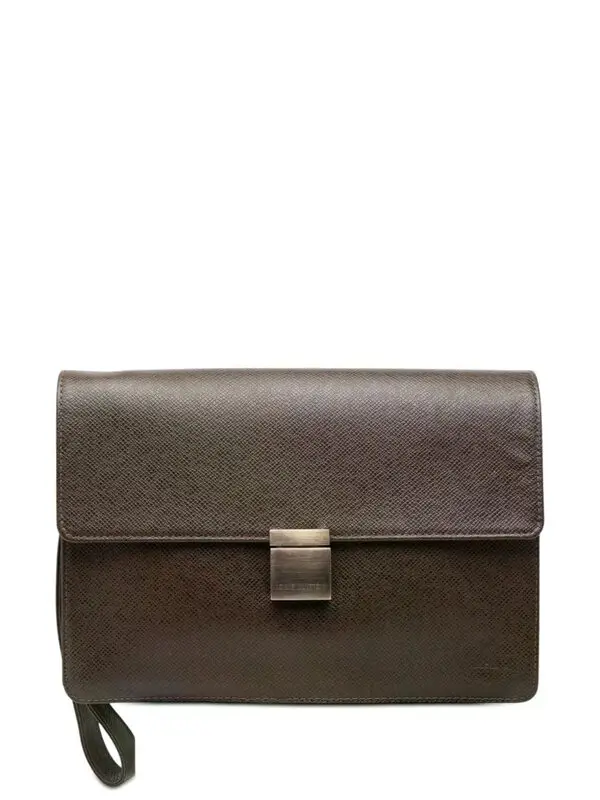 LOUIS VUITTON Taiga Leather Selenga Clutch Bag - Brown