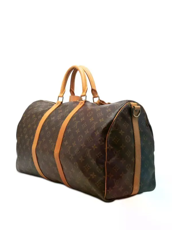 LOUIS VUITTON Monogram Keepall Bandouliere 50 Travel Bag - Brown