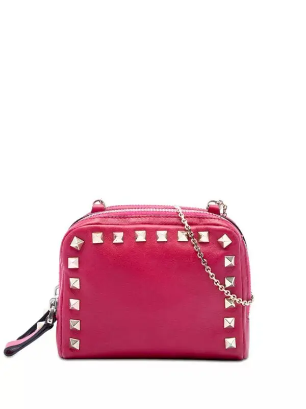 Valentino Garavani Rockstud Double Zip Chain Crossbody Bag - Pink