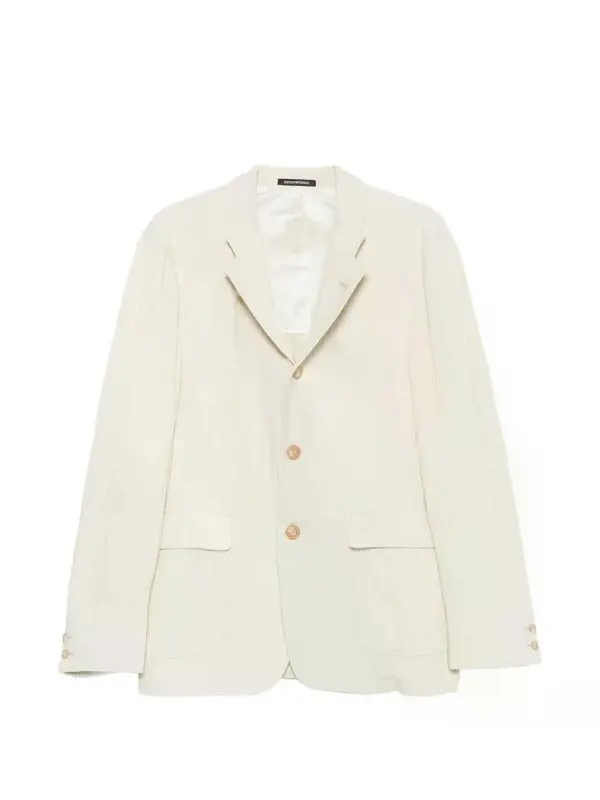Emporio Armani Crinkled-finish Buttoned Blazer - Neutrals