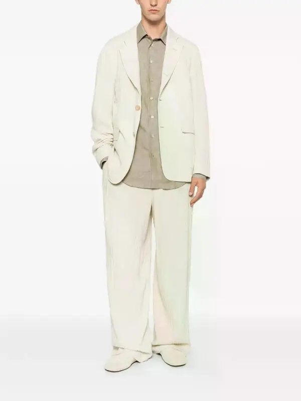 Emporio Armani Crinkled-finish Buttoned Blazer