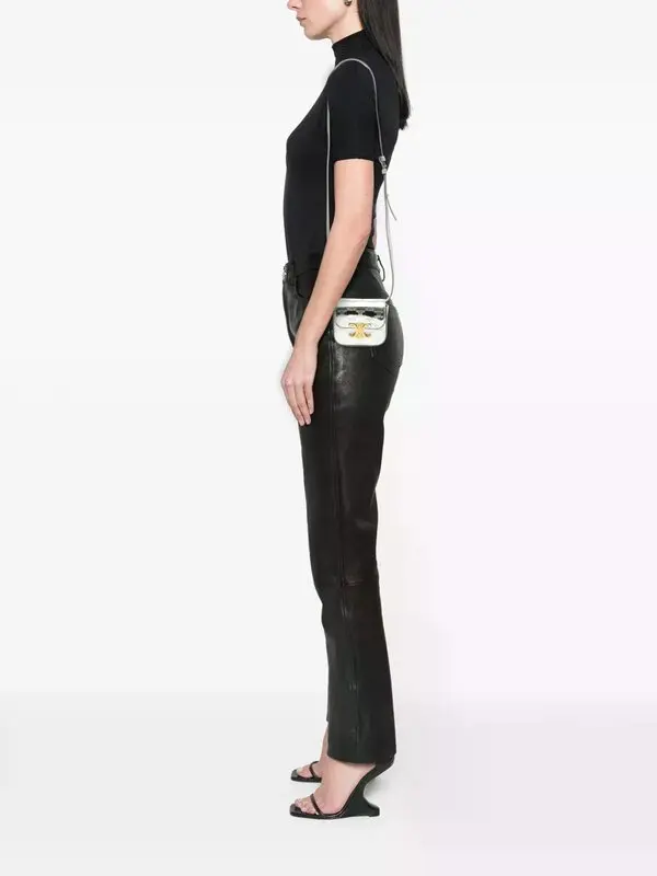 Celine Mini Triomphe Claude Crossbody Bag In Metallic Calfskin - Silver