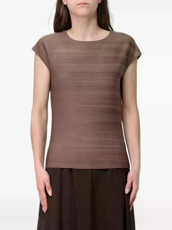 Max Mara Ribbed Knit Short-sleeved T-shirt - Brown