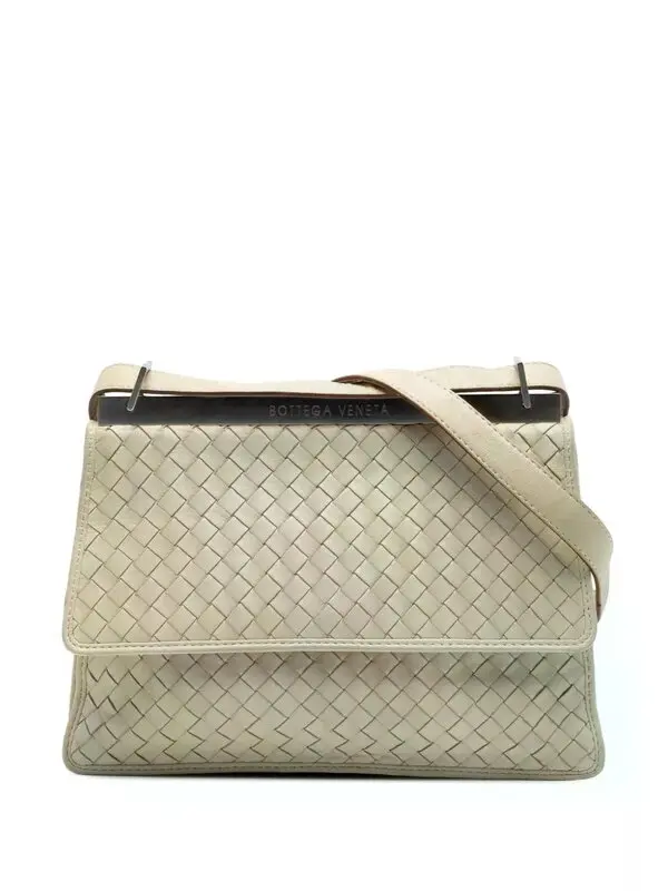 Bottega Veneta 20th Century Nappa Intrecciato Frame Crossbody Bag - White