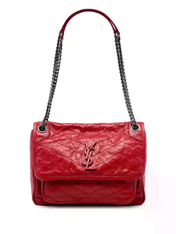 Saint Laurent Medium Niki Shoulder Bag In Crinkled Calfskin - Red
