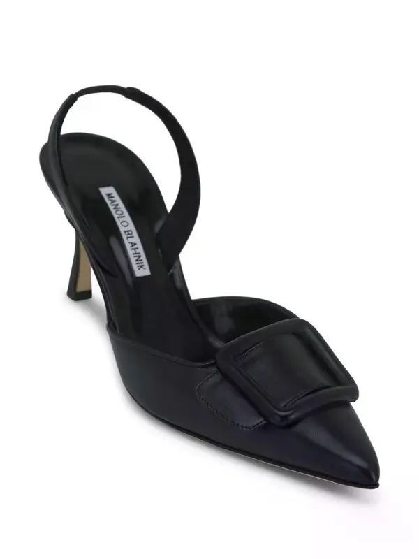 Manolo Blahnik Maysli Nappa Leather Slingback Pumps - Black