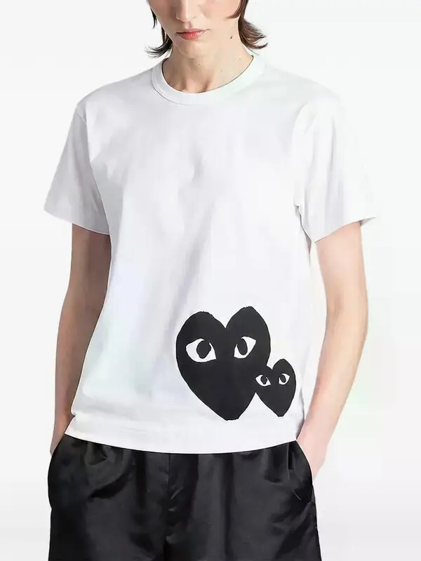 Play Comme Des Garcon Heart Print T-shirt - White