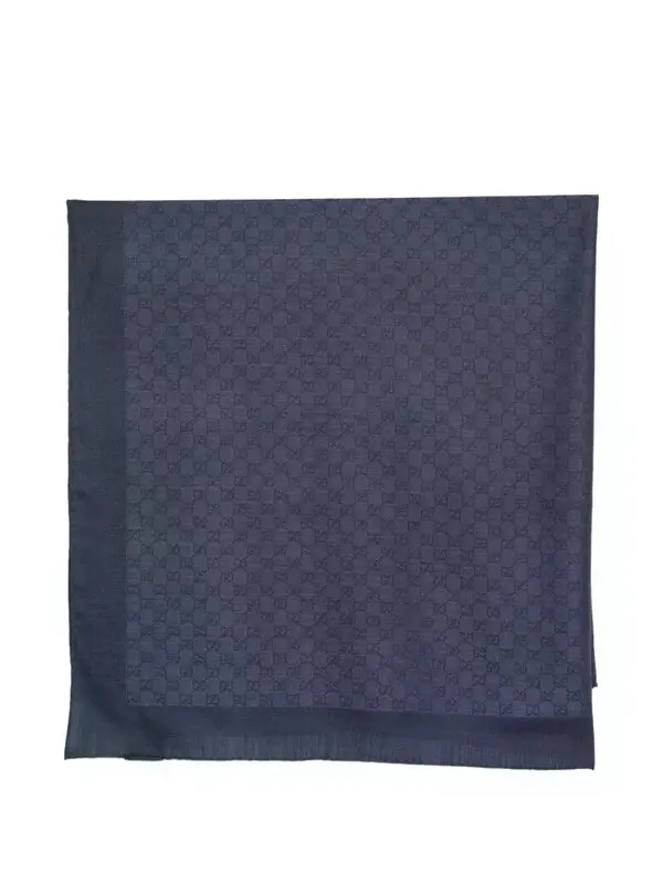 Gucci Gg Supreme Patterned Wool Scarf - Blue