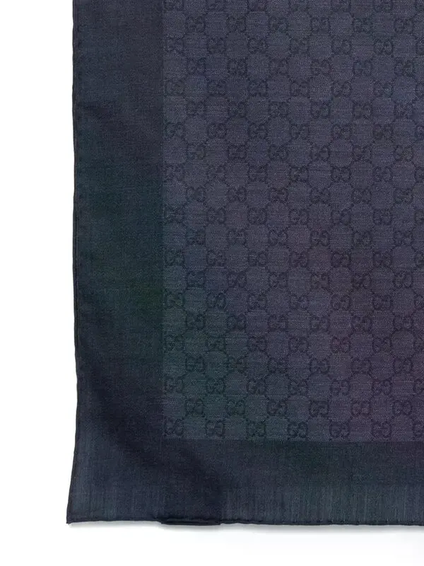 Gucci Gg Supreme Patterned Wool Scarf - Blue