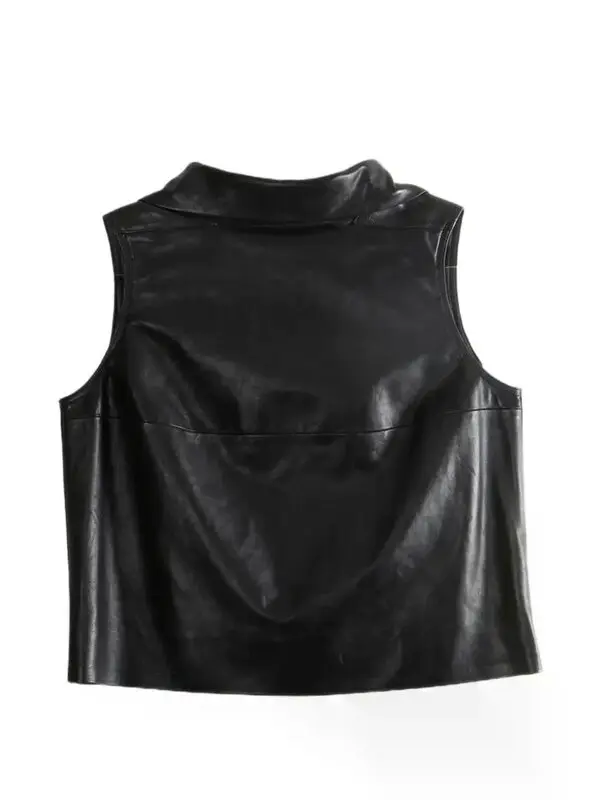 Rick Owens High-neck Leather Top - Black