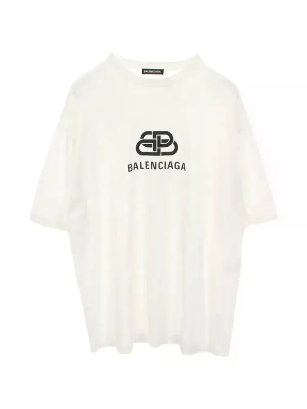 Balenciaga 2000s Logo-print Cotton T-shirt - Neutrals