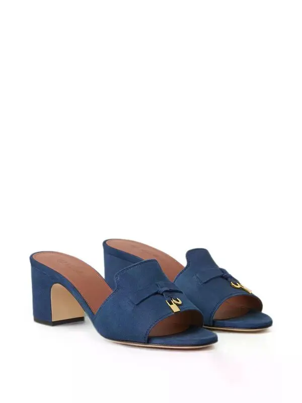 Loro Piana Suede Sandals With Charm Embellishments - Blue