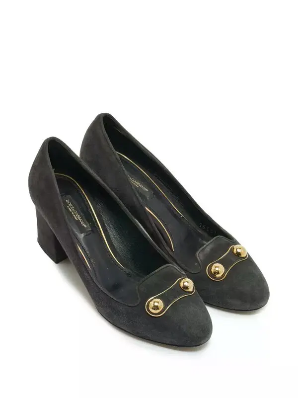 Dolce & Gabbana Embellished Block Heel Pumps - Grey