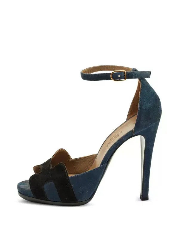 Hermès Suede Heeled Sandals - Blue