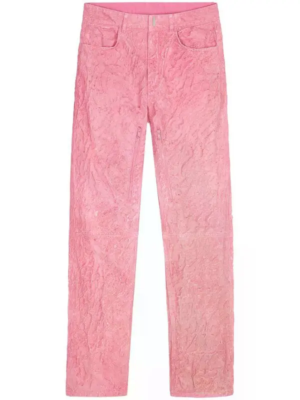 Givenchy Crinkled-finish Straight-leg Jeans - Pink