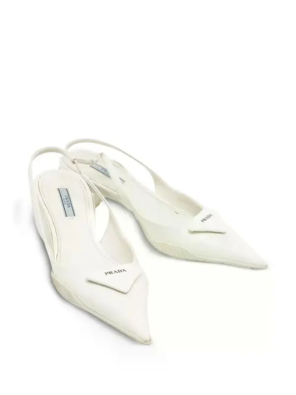 Prada Bow-detail Leather Slingback Pumps - Neutrals