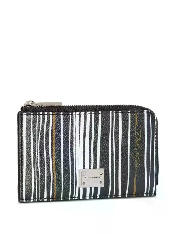 Dolce & Gabbana Stripe-print Card Holder In Calfskin