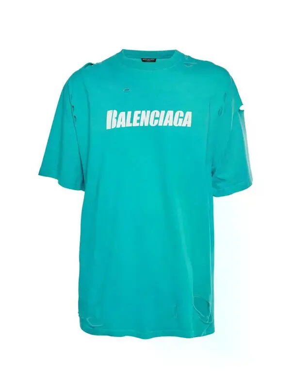 Balenciaga Distressed Logo Print T-shirt