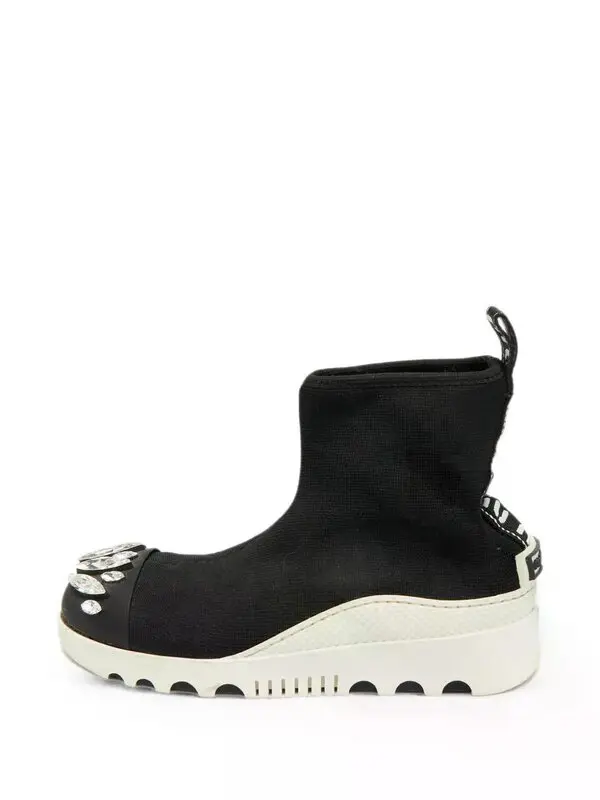 Miu Miu Crystal Embellished High-top Sneakers