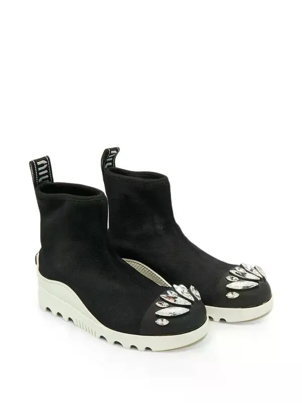 Miu Miu Crystal Embellished High-top Sneakers