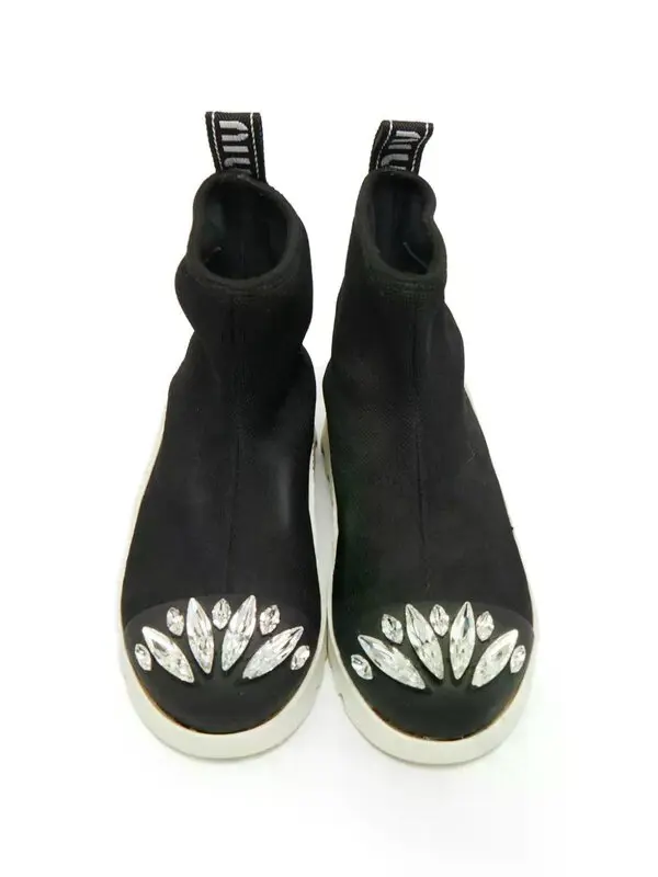 Miu Miu Crystal Embellished High-top Sneakers