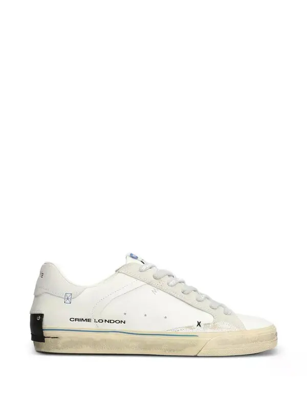 CRIME LONDON Logo Print Leather Sneakers - White