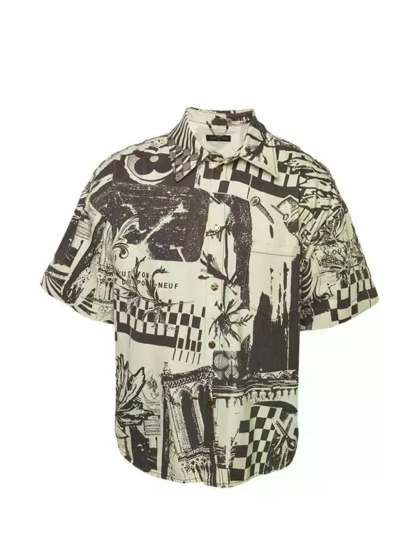 LOUIS VUITTON Graphic-print Denim Shirt - Neutrals