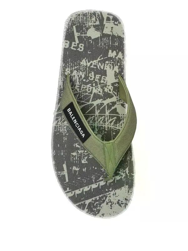 Balenciaga Graphic Print Thong Flip-flops - Green