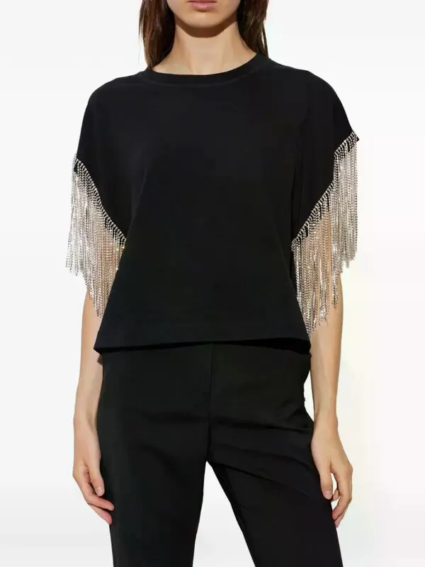 Sportmax Rhinestone Fringe Adorned T-shirt