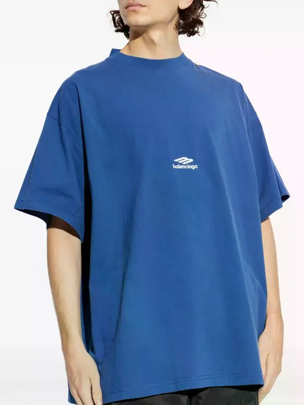 Balenciaga Logo-embroidered T-shirt - Blue