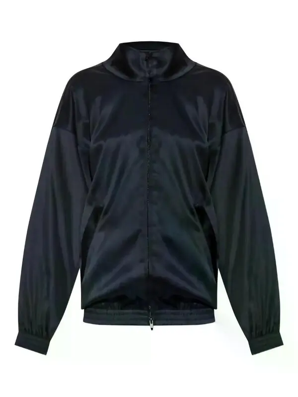 Balenciaga Satin Zip-up Bomber Jacket - Black
