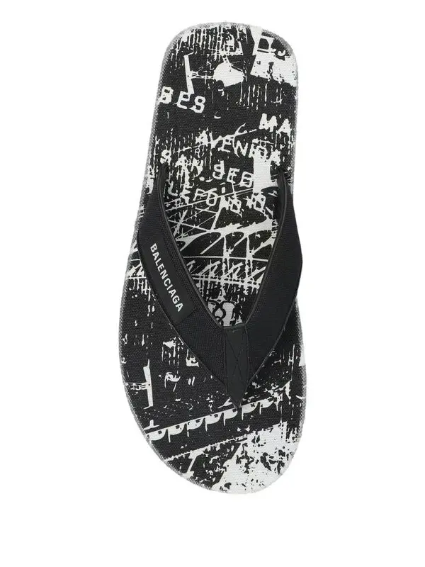 Balenciaga Logo Print Flip Flops