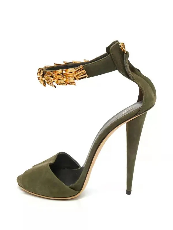 GIUSEPPE ZANOTTI Leather Heeled Sandals - Green