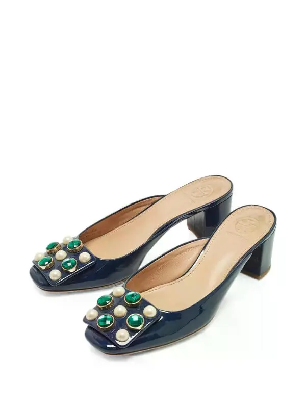 Tory Burch Embellished Patent Leather Mules
