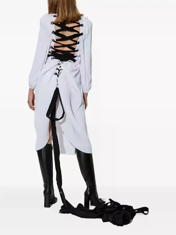 Balenciaga Lace-up Puff Sleeve Dress