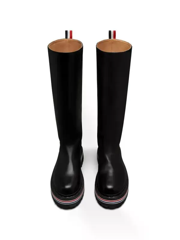 Thom Browne Rwb-stripe Leather Boots - Black