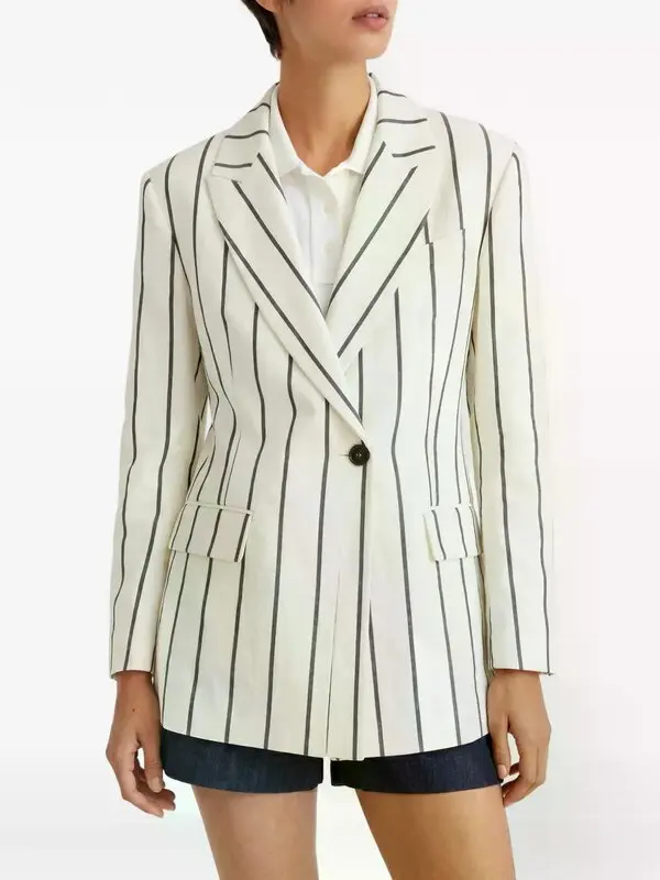 Brunello Cucinelli Striped Linen Blazer - Neutrals
