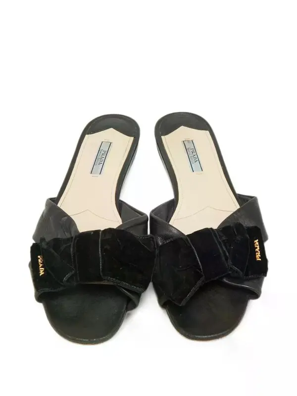Prada Bow Detail Flat Sandals