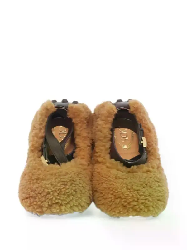 TOD'S Shearling Ankle-strap Ballet Flats