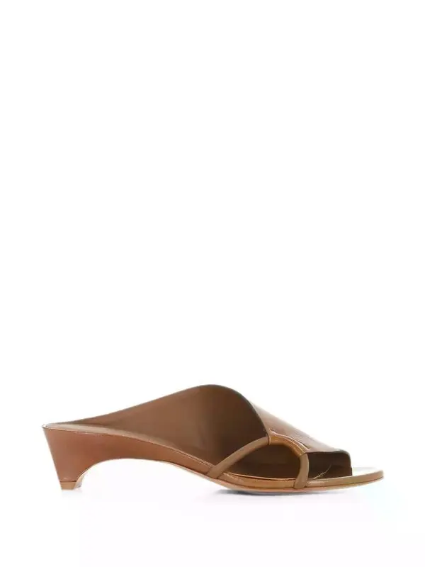 DEL CARLO Ava Asymmetric Strap Leather Sandals - Brown