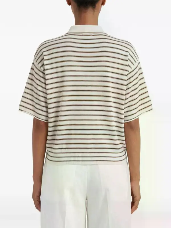 Brunello Cucinelli Striped Short-sleeve Polo Top - Neutrals