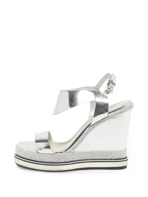 NICHOLAS KIRKWOOD Leda Leather Wedge Sandals - Silver