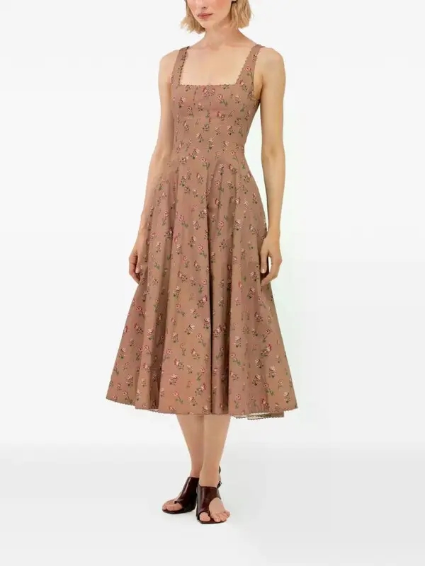 Agua Bendita Frontera Quebrada Midi Dress - Neutrals