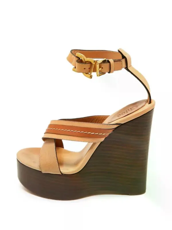 Chloé Cross-strap Wedge Sandals - Neutrals
