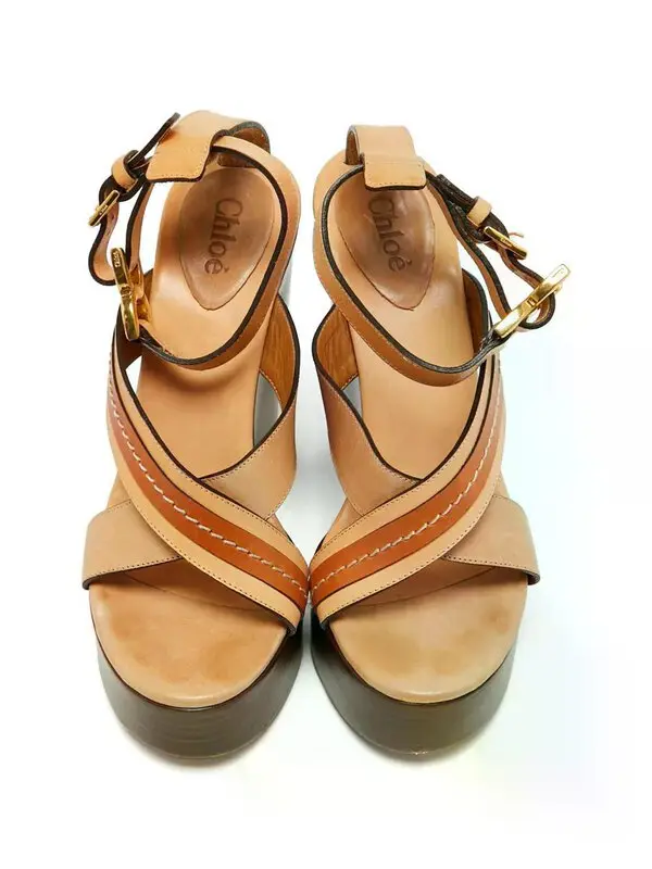 Chloé Cross-strap Wedge Sandals