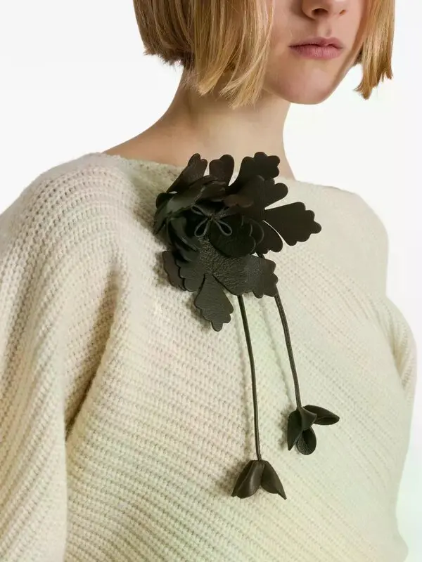Alberta Ferretti Floral Motif Leather Brooch