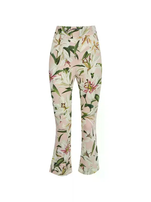 Dolce & Gabbana Lily Print Straight-fit Trousers - Pink